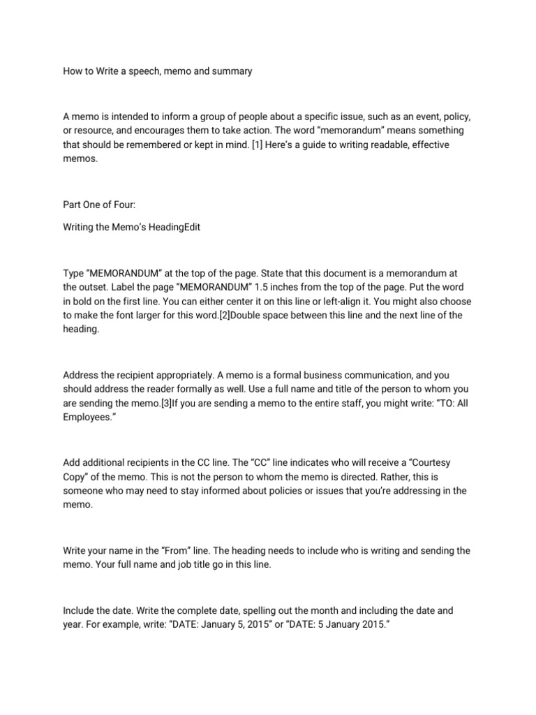 Speech, Report, Summary and Memo | PDF