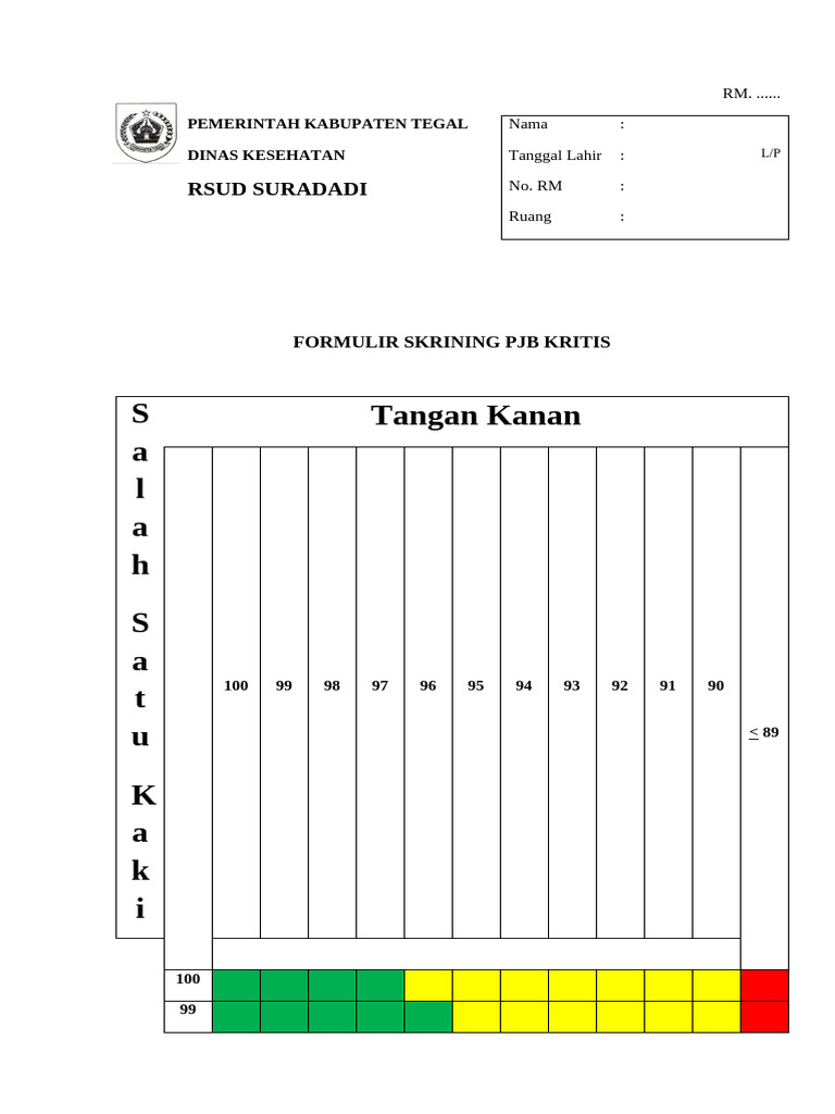 Form Skrining PJB Kritis | PDF