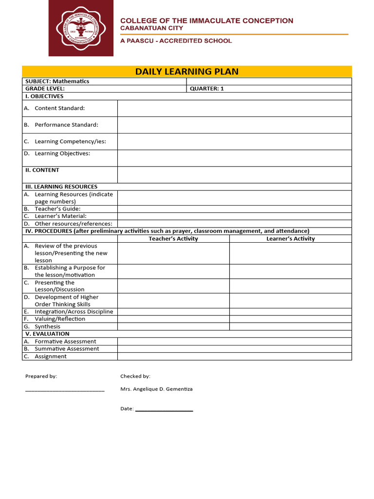 Learning Plan-Template | PDF | Art