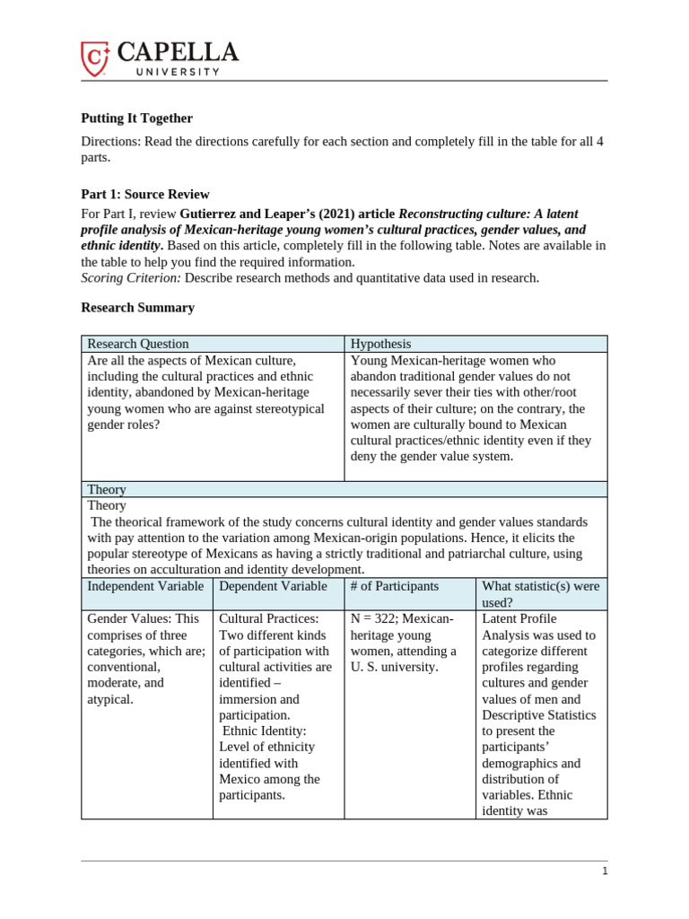 CF FPX2720 Putting It Together Worksheet | PDF