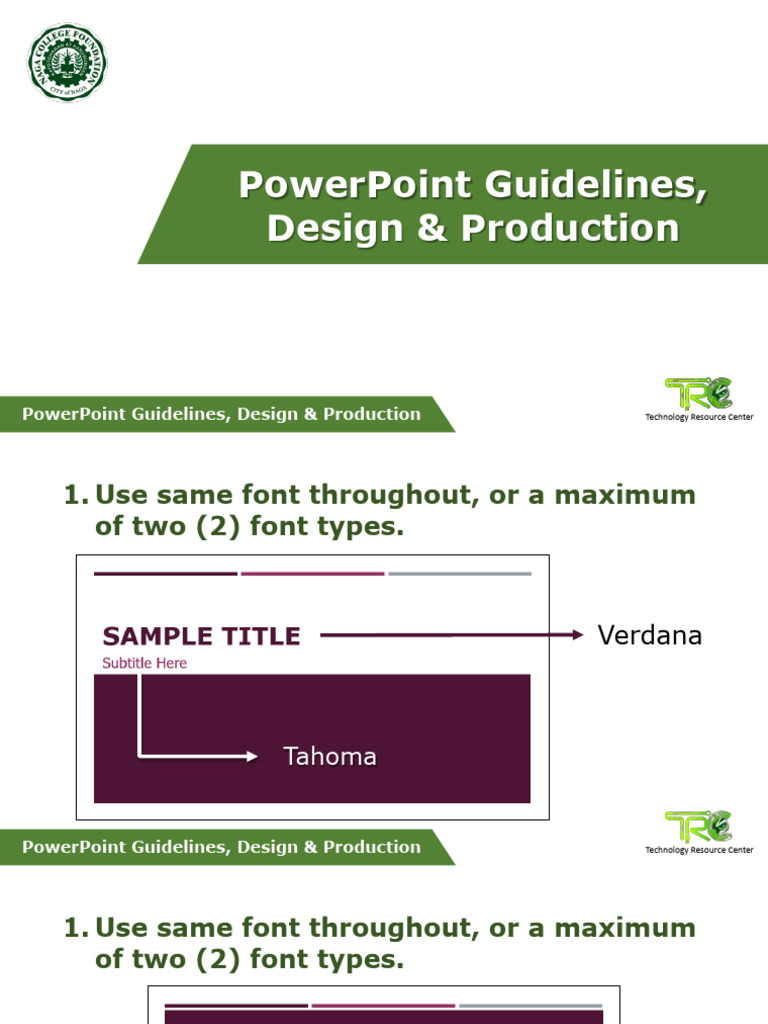 Lesson 1 Powerpoint Guidelines Design Production | PDF
