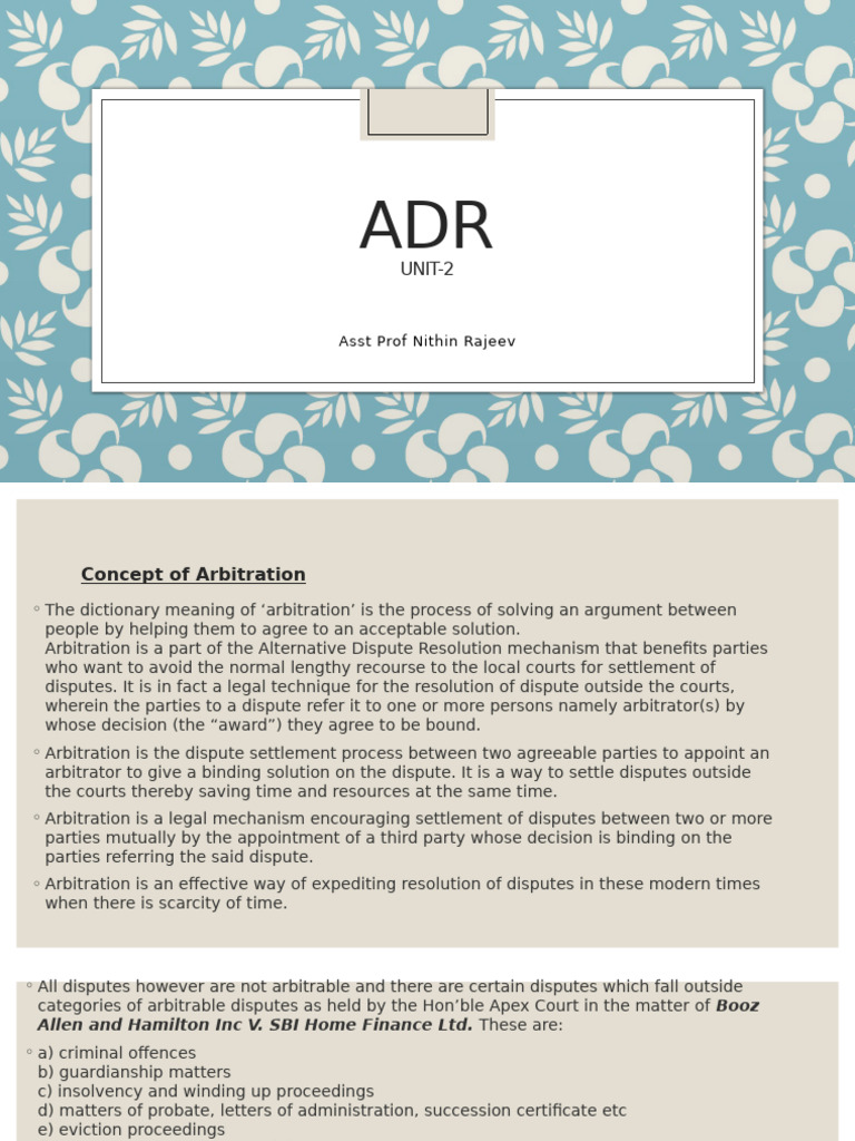 ADR Unit 2 | PDF