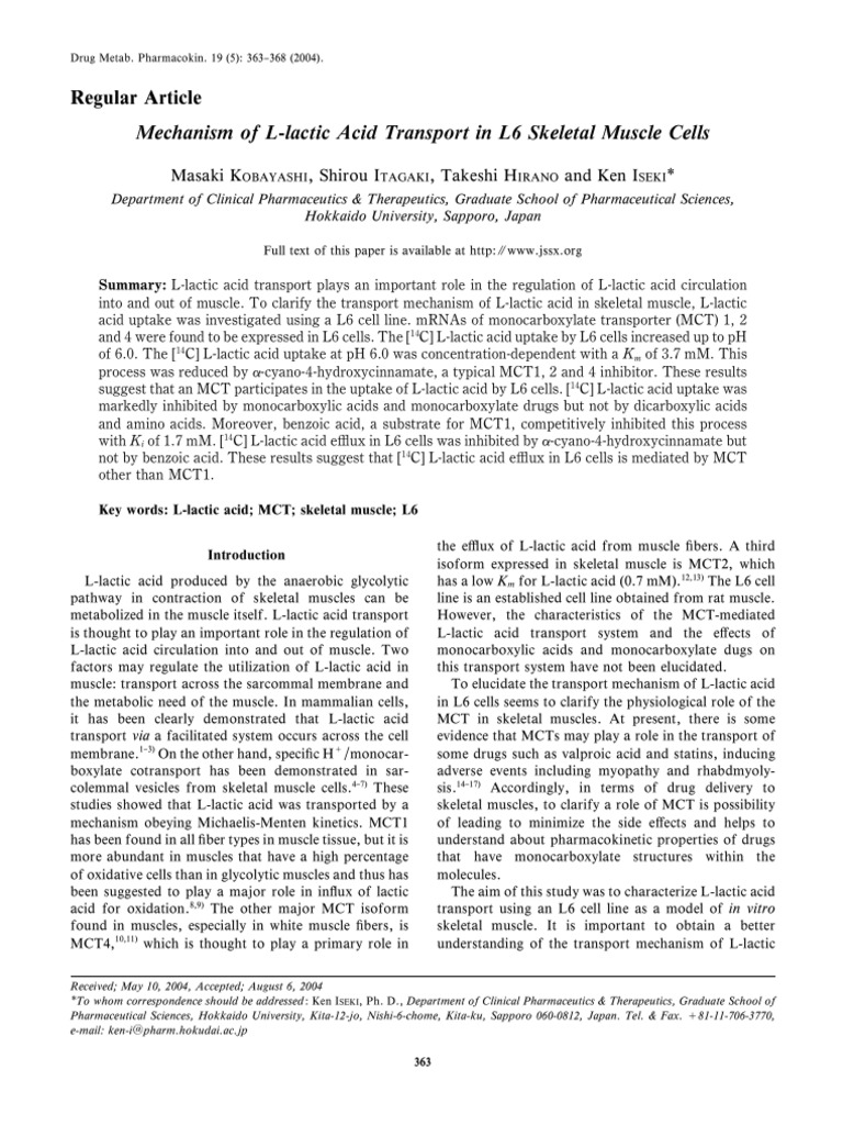 Mechanism of Lactic Acid For Skeleton | PDF