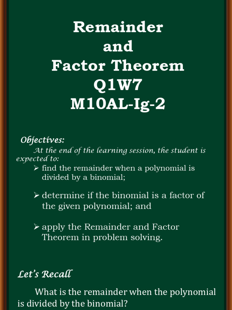 Remainder-and-Factor-Theorem | PDF
