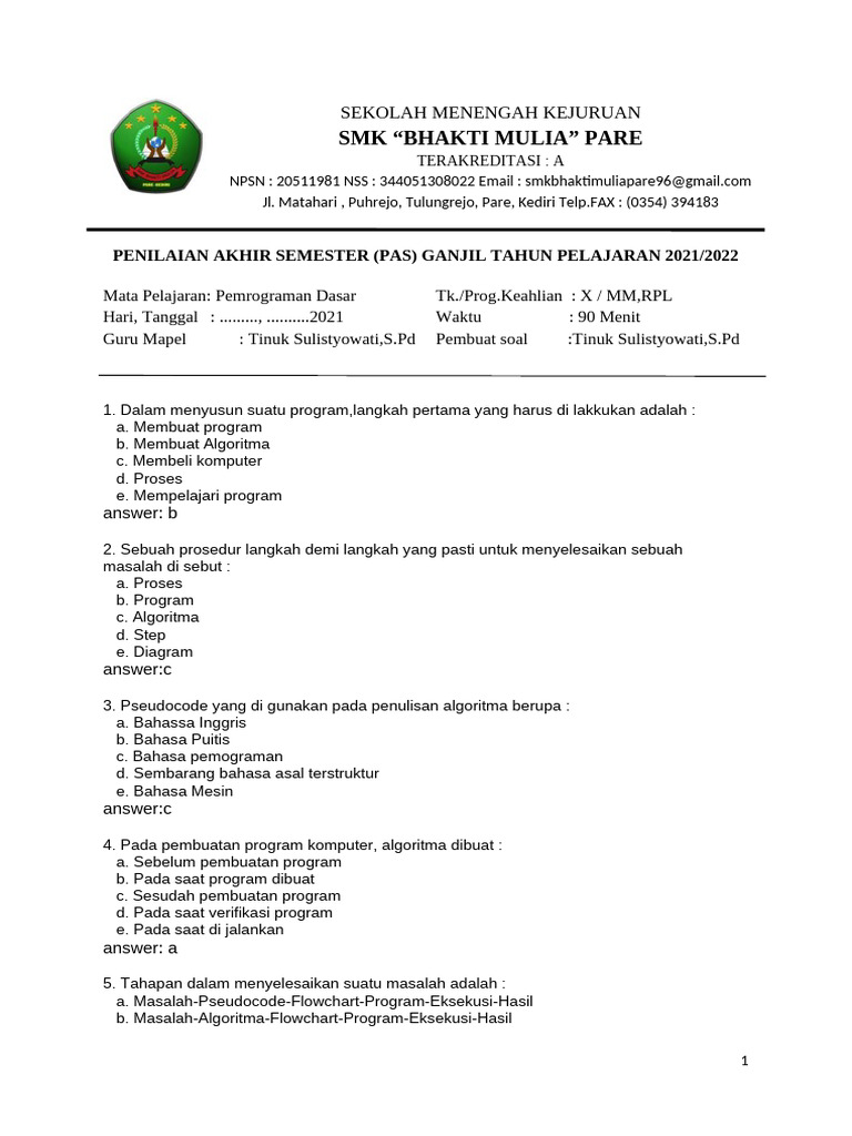 Pemrograman Dasar | PDF | Software | Teaching Methods & Materials