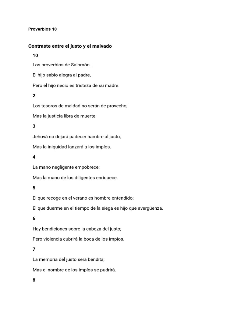 Proverbios 10 | PDF