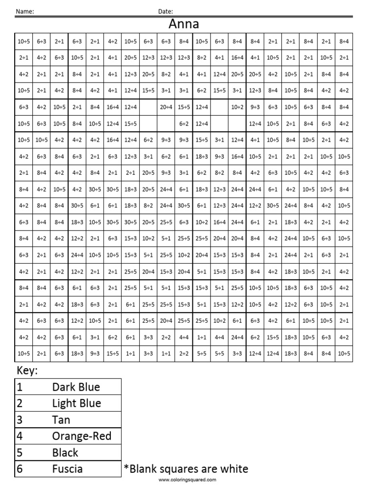 Anna Division Frozen Math Coloring Pages | PDF