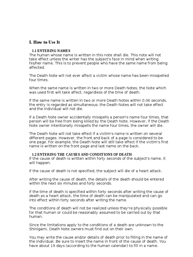 Death Note How To Use It Pages