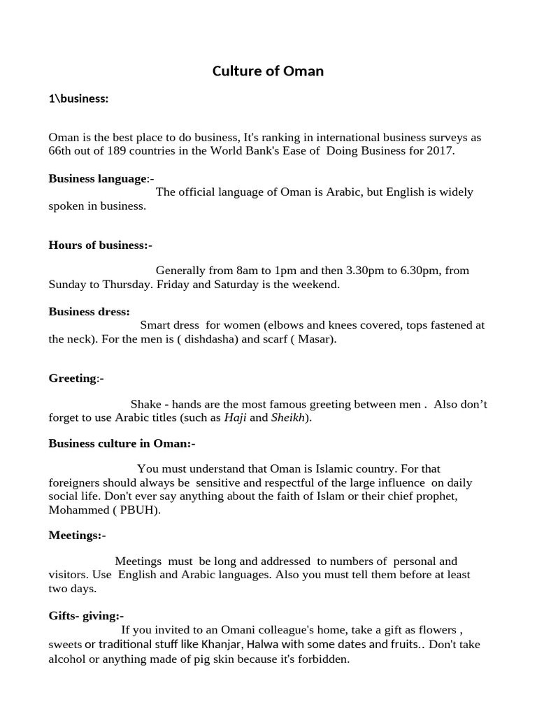 Culture of Oman | PDF