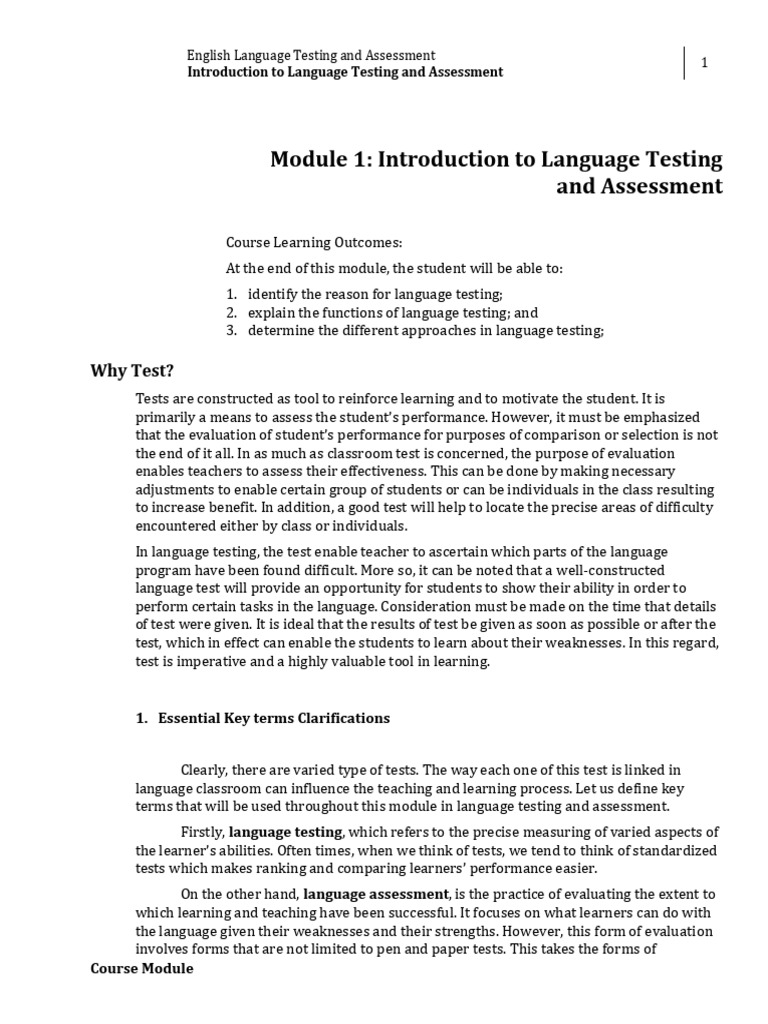 Language Testing and Assessment Overview | PDF | Educational Assessment ...