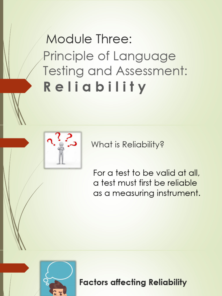 W3 Principle of Language Testing and Assessment Reliability ...