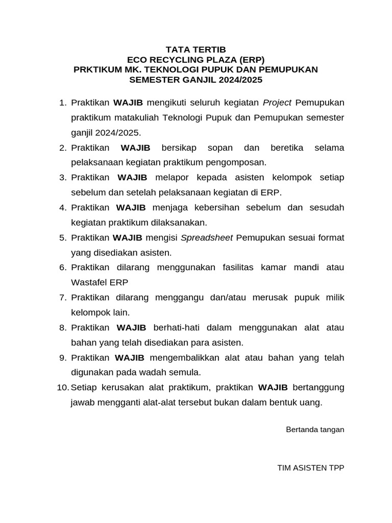 Peraturan TPP Di Erp - MK TPP 2024 | PDF