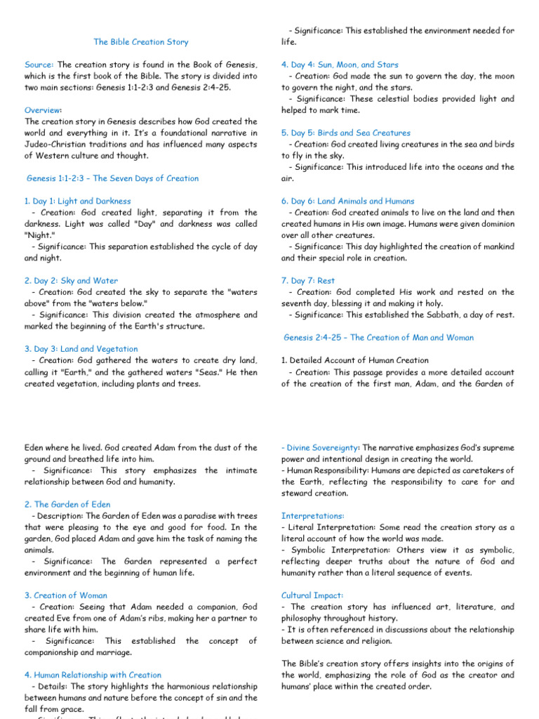 The Creation Story Pdf