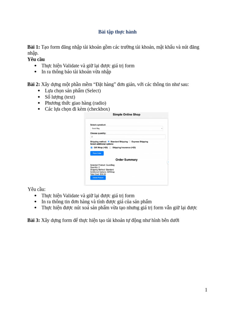 Bai Tap Thuc Hanh | PDF