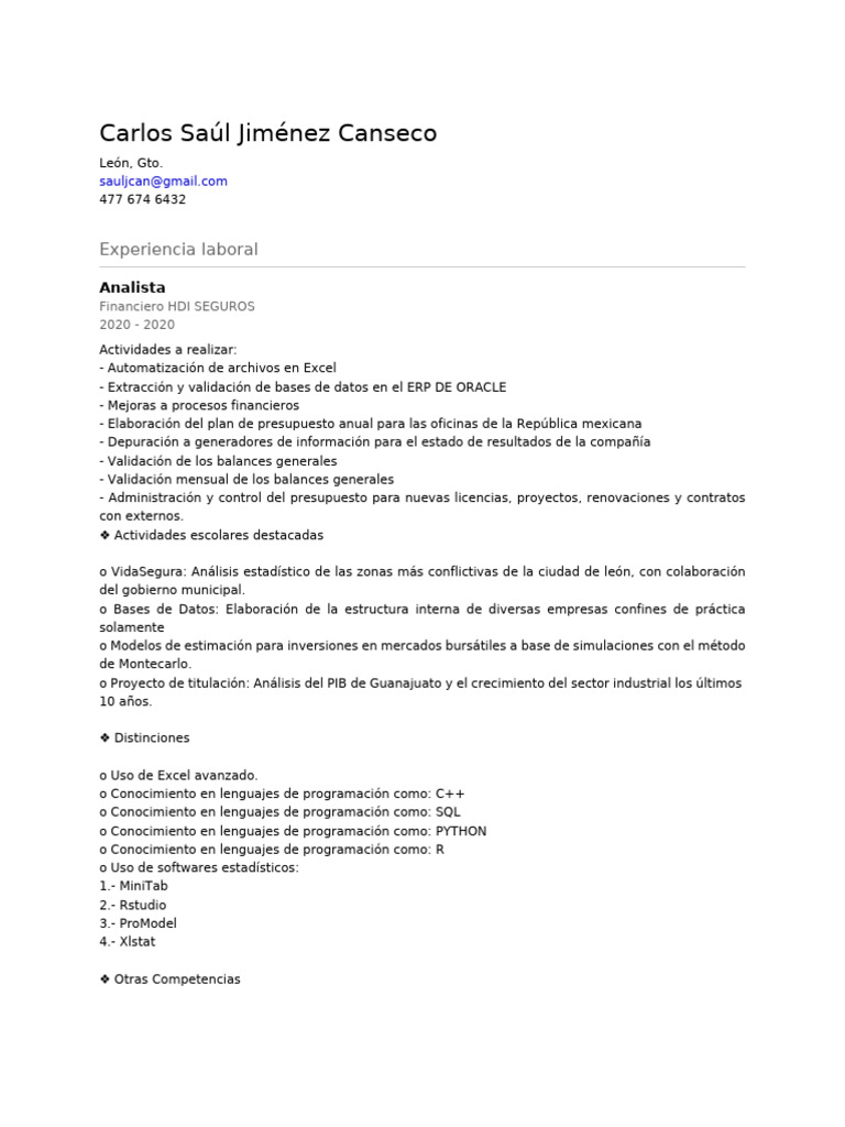 Saul Jimenez Cv | PDF