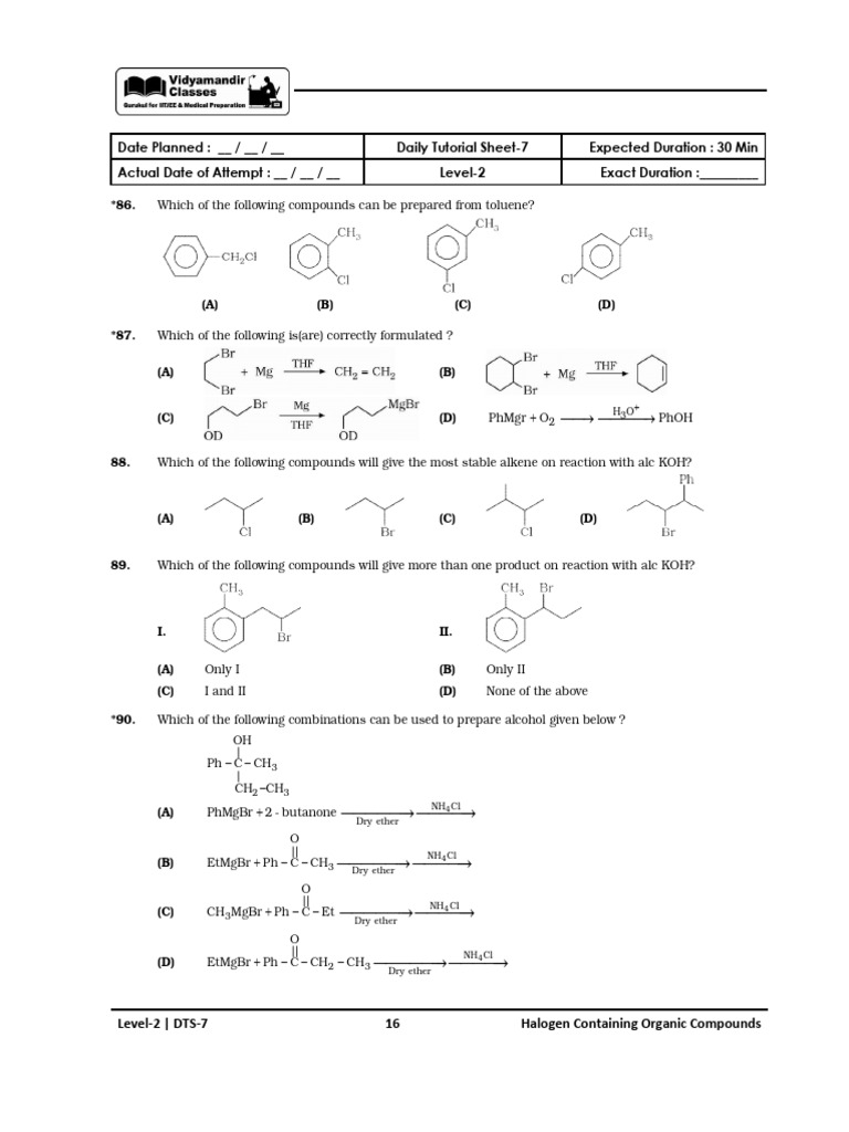 Halogen Containing Organic Compounds - DTS-7 | PDF
