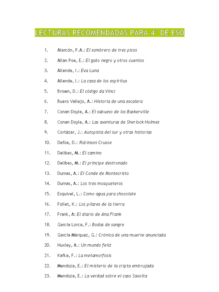 Lecturas Recomendadas 4º | PDF