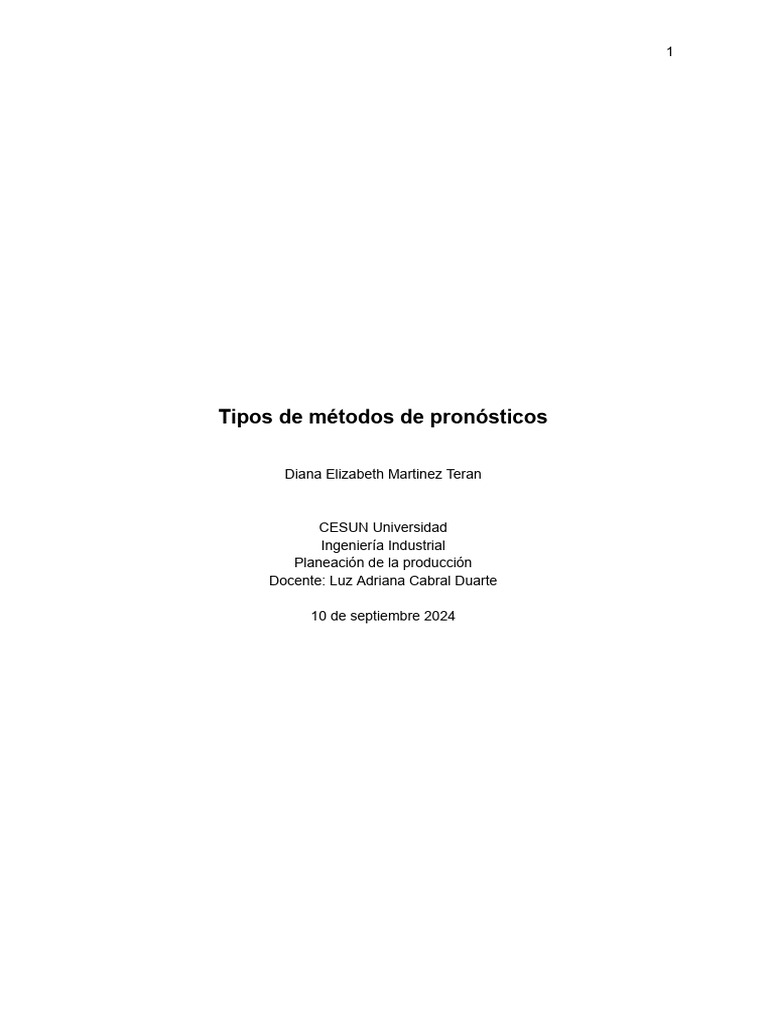 Tipos de métodos de pronósticos | PDF