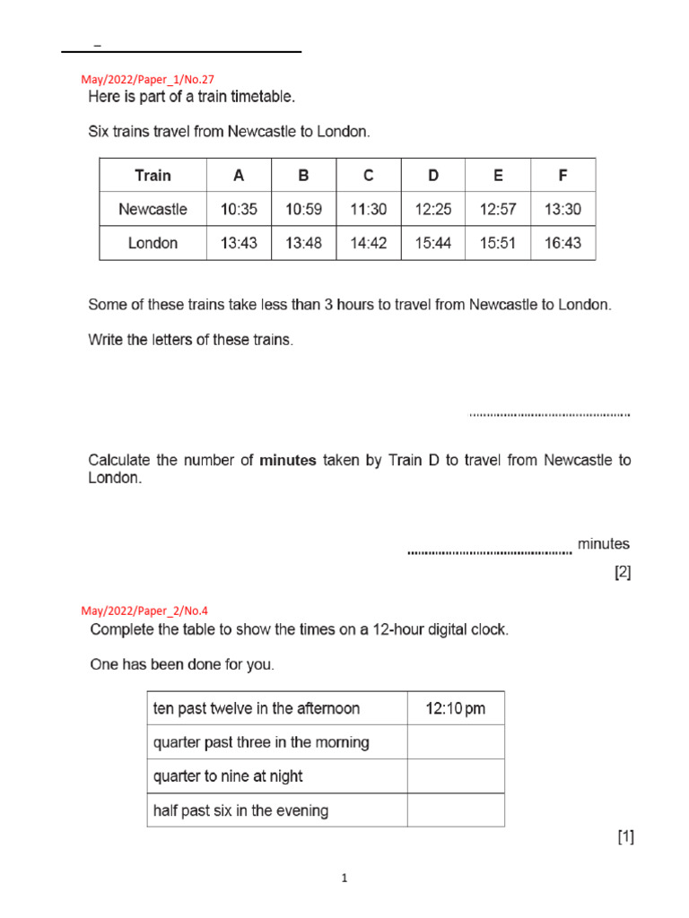16 Time Checkpoint - Y6 Math | PDF