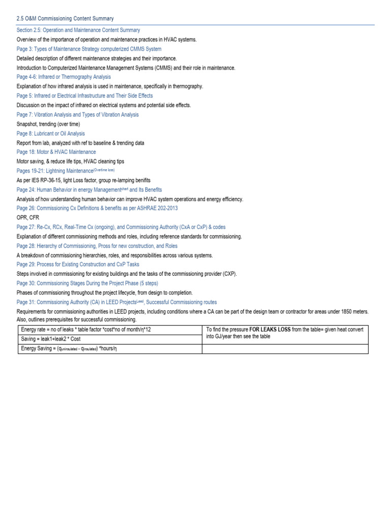 2.5 Maintenance_Commissioning_Content_Summary | PDF