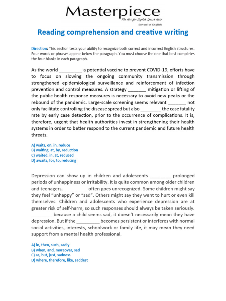 Reading Comprehension and Creative Writing 3 | PDF