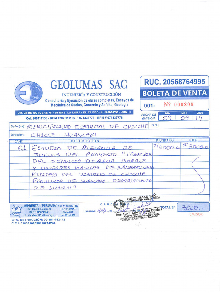 Boleta - Muni Chicche | PDF