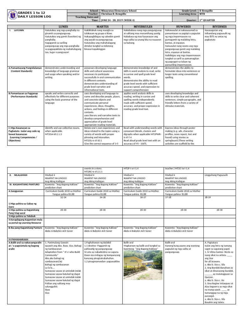 DLL - MTB 2 - Q1 - W4 2018-2019 | PDF