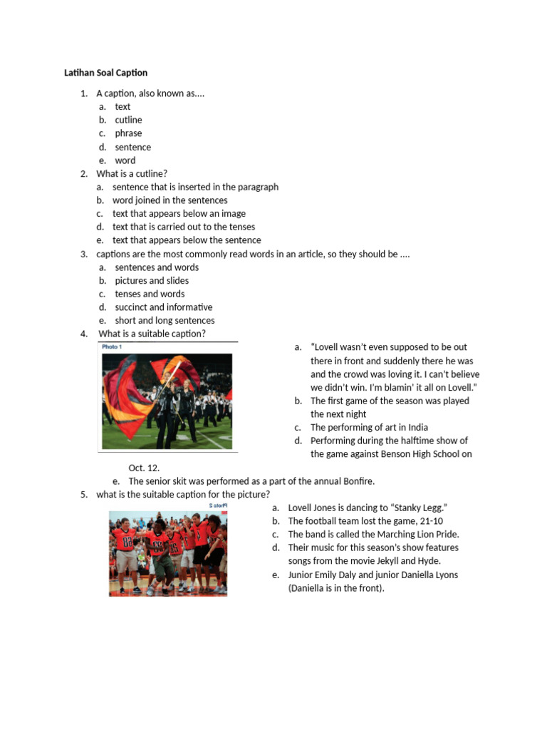 Latihan Soal Caption | PDF