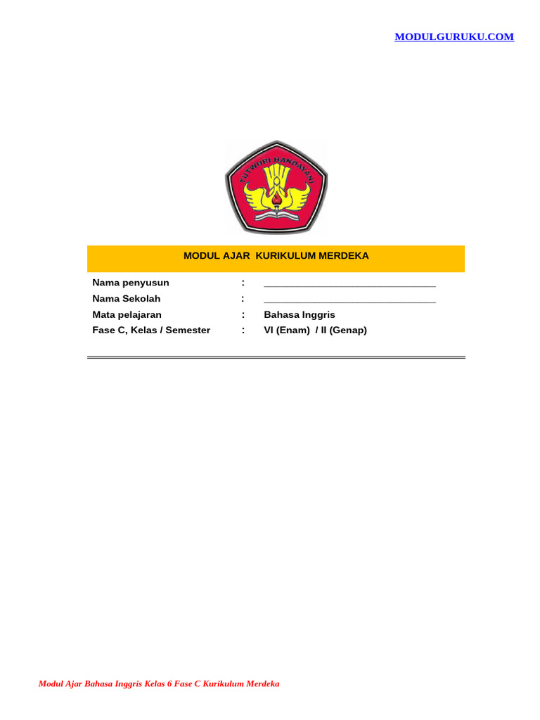 Modul Ajar Bahasa Inggris Kls 6 Fase C Kurmer Unit 11 (Modulguruku - Com) | PDF