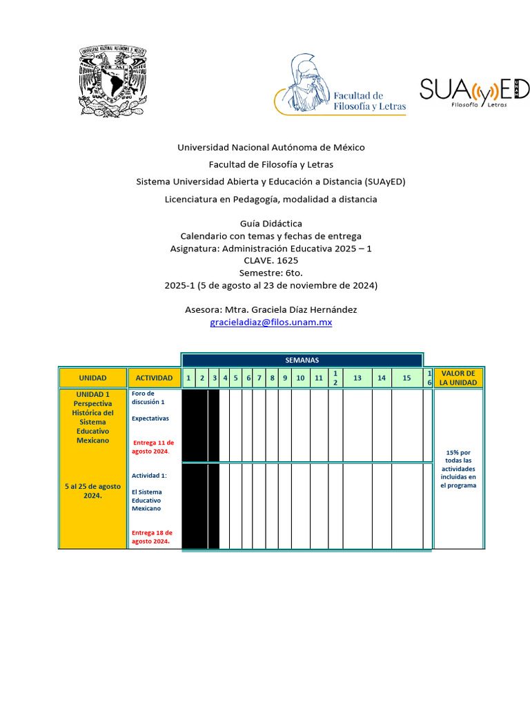 Programa Administracion Educativa 2025-1 | PDF