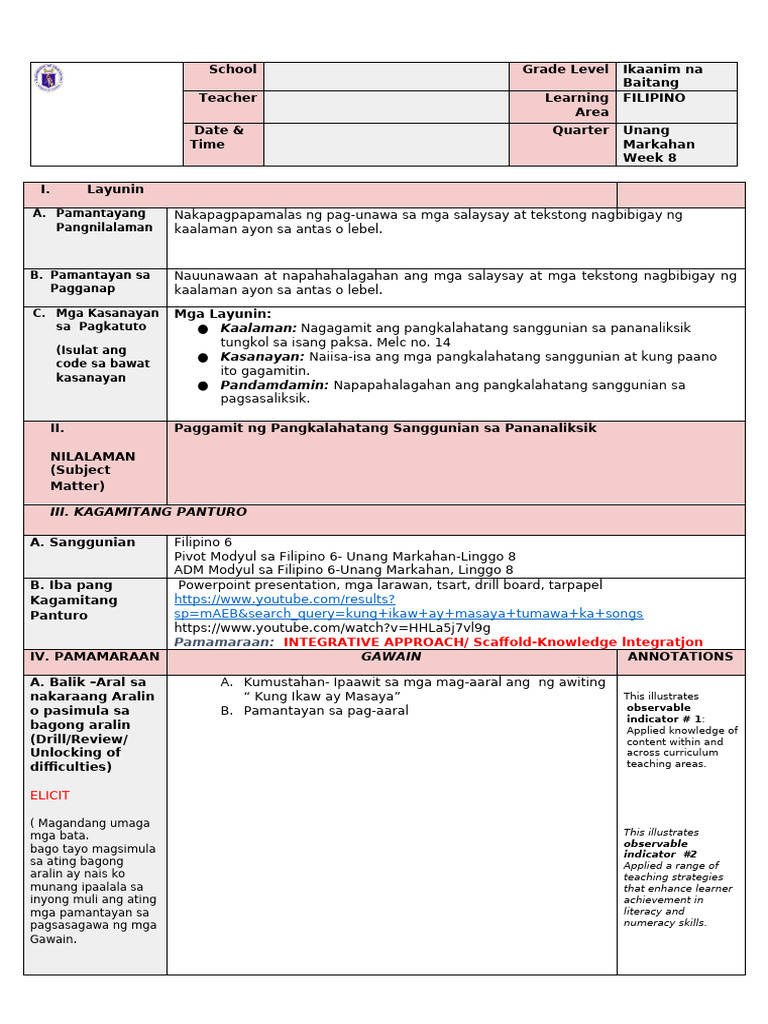 Cot Filipino 6 Q1 W8 | PDF