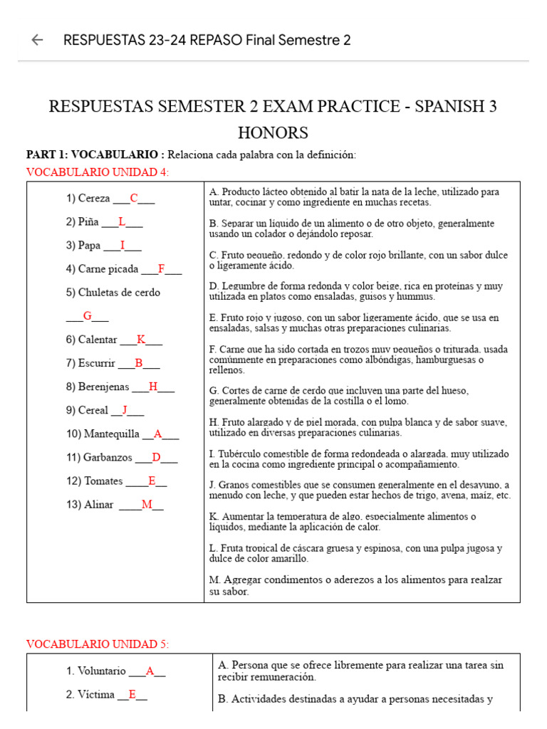 Respuestas 23-24 Repaso Final Semestre 2 | PDF
