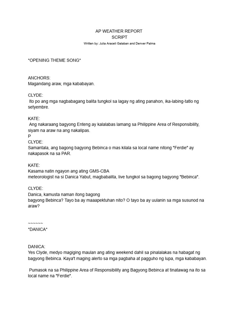 Anchor's Script | PDF