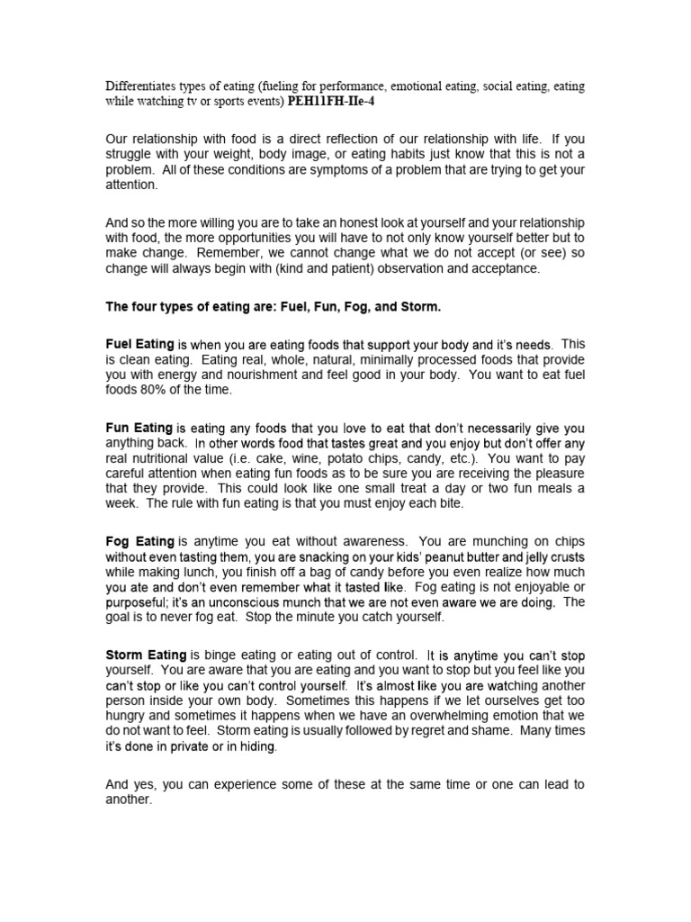 Eating PDF | PDF