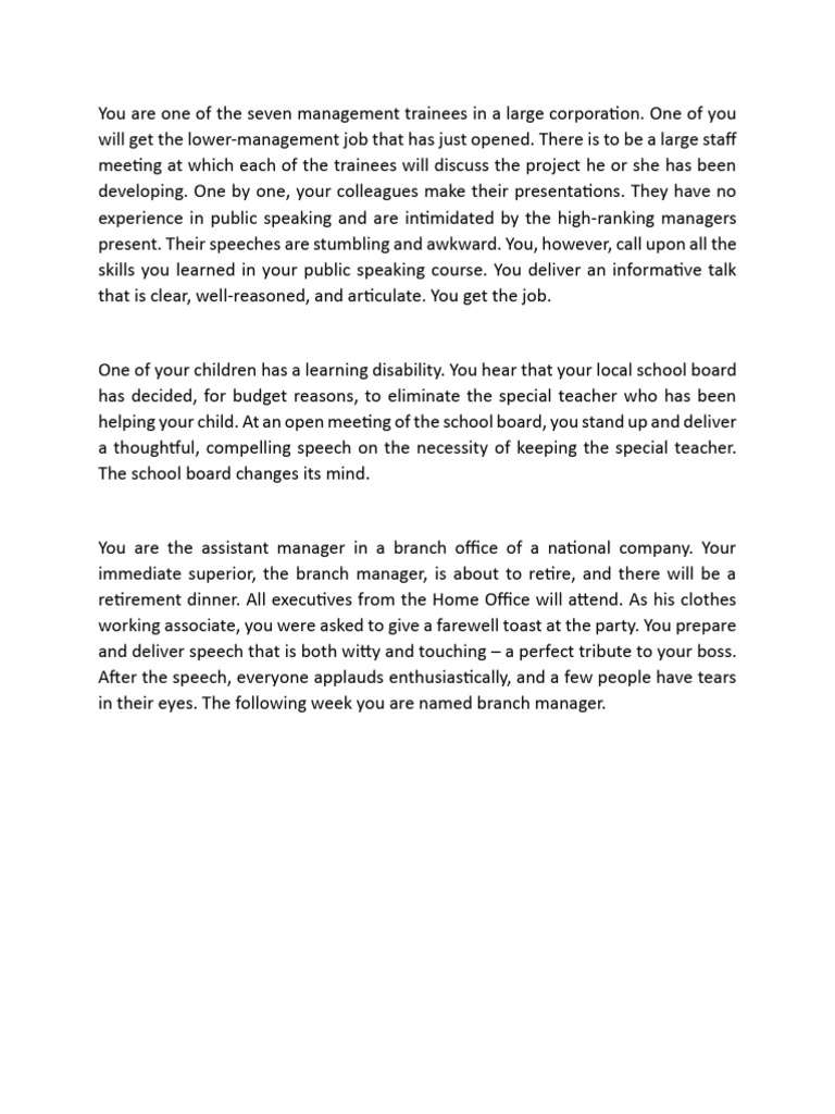 Scenario - Public Speaking | PDF | Business