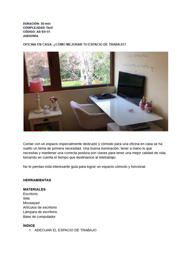 HUM CÓMO MEJORAR TU ESPACIO DE TRABAJO | PDF