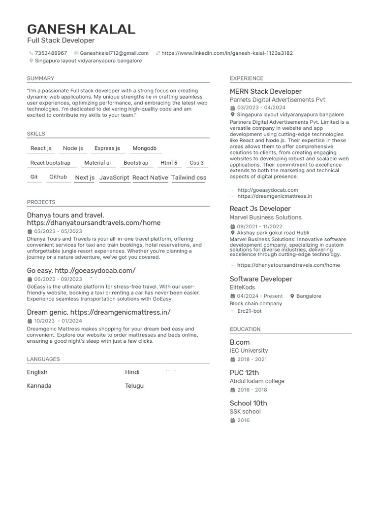 Ganesh Resume 2 | PDF