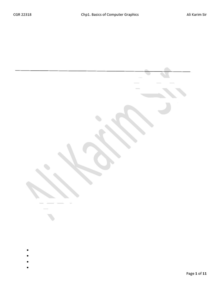 CGR Chapter 1 Basic of Computer Graphic 22318 | PDF