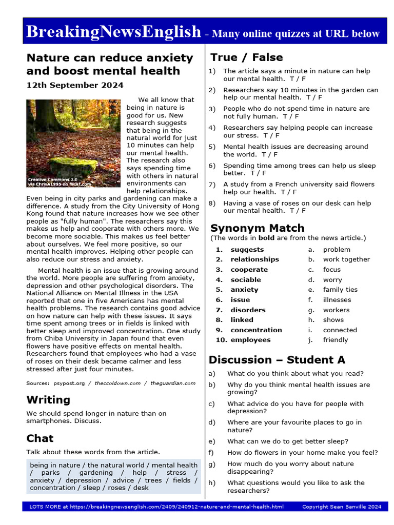 Nature and Mental Health M | PDF