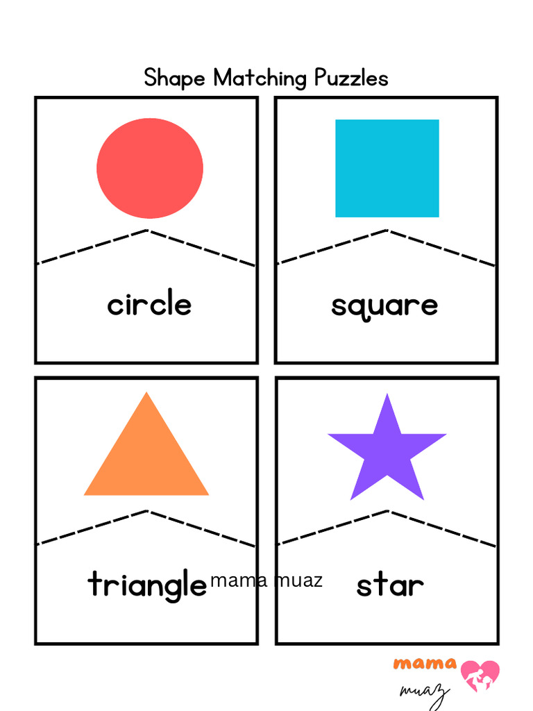 Colorful Shape Matching Puzzles Worksheet | PDF