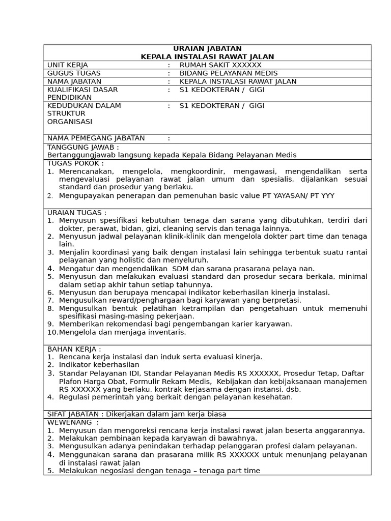 Contoh Uraian Jabatan | PDF