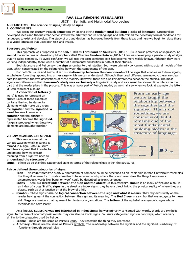 RVA Hand Out 4 Semiotics | PDF | Semiotics | Philosophy