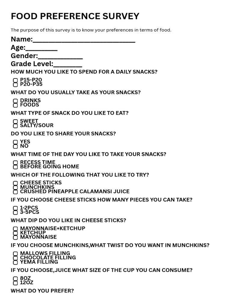 Food Preference Survey - 20240907 - 235502 - 0000 | PDF