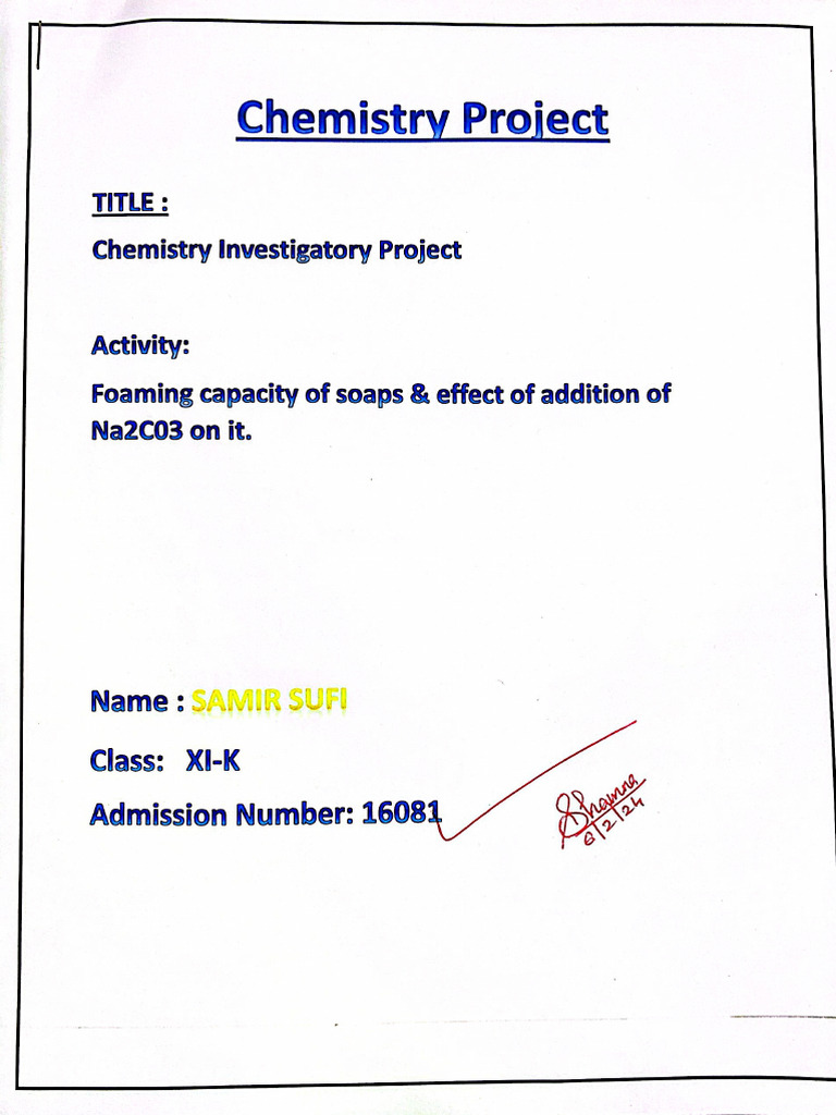 Chemistry Investigatory Project | PDF