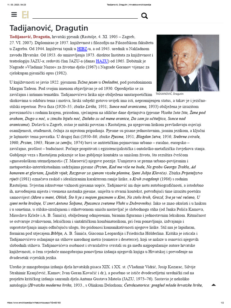 Tadijanović, Dragutin - Hrvatska Enciklopedija | PDF