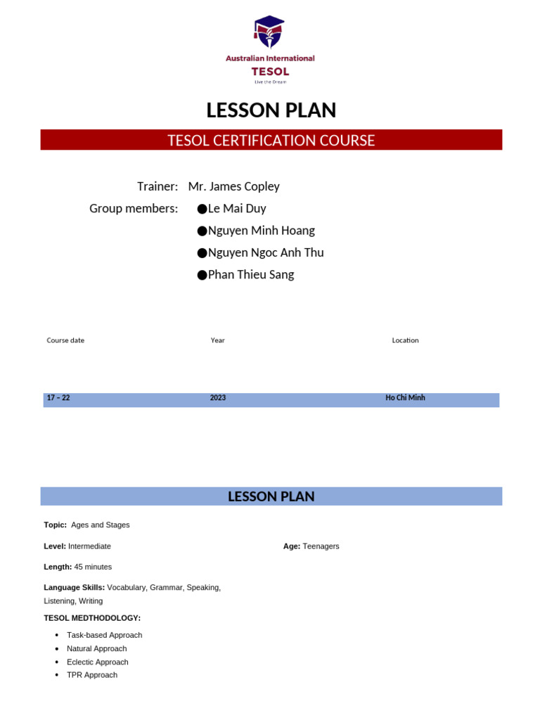 LANDSCAPE - LESSON PLAN- Template | PDF