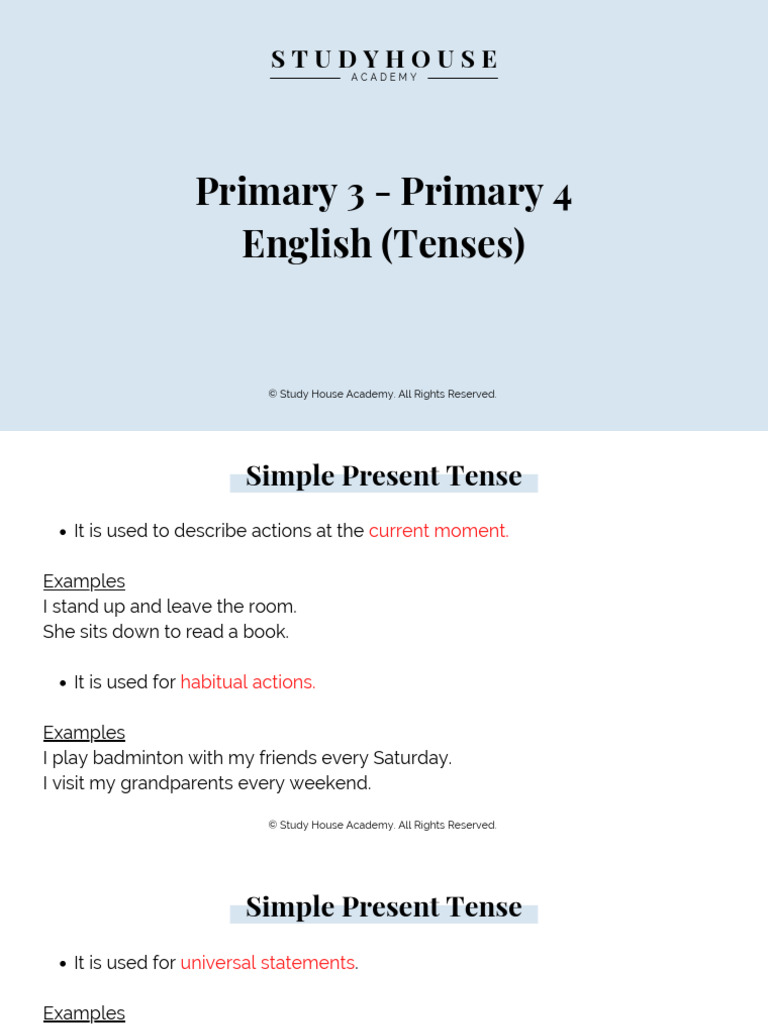 P3 - P4 English Tenses | PDF | Grammatical Tense | Linguistics