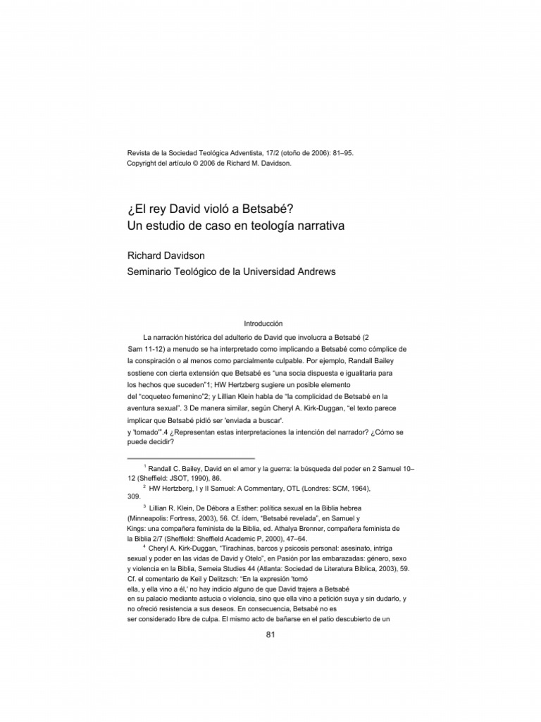 El Rey David Violó A Betsabe | PDF