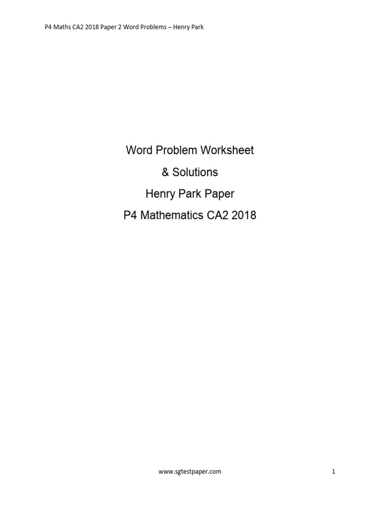 P4 Maths CA2 2018henry Park | PDF