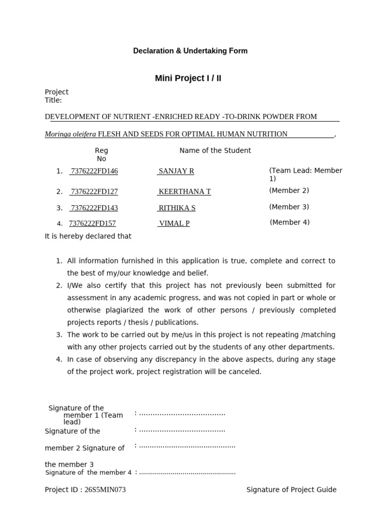 S5 - Declaration & Undertaking Form | PDF